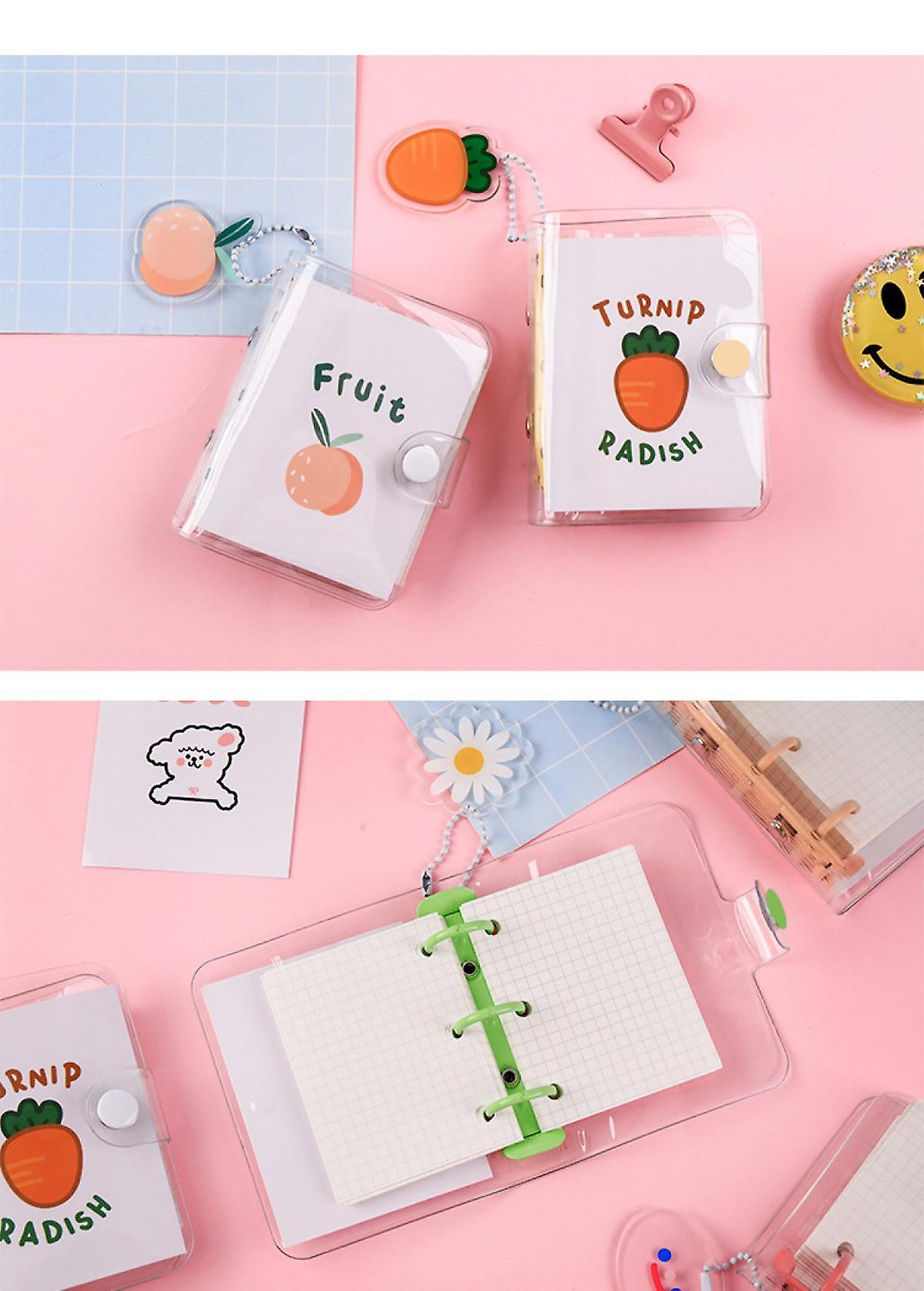 Veeki Mini Clear 3 Ring Binder Sleeve Notebook Student Clear PVC Pocket ...