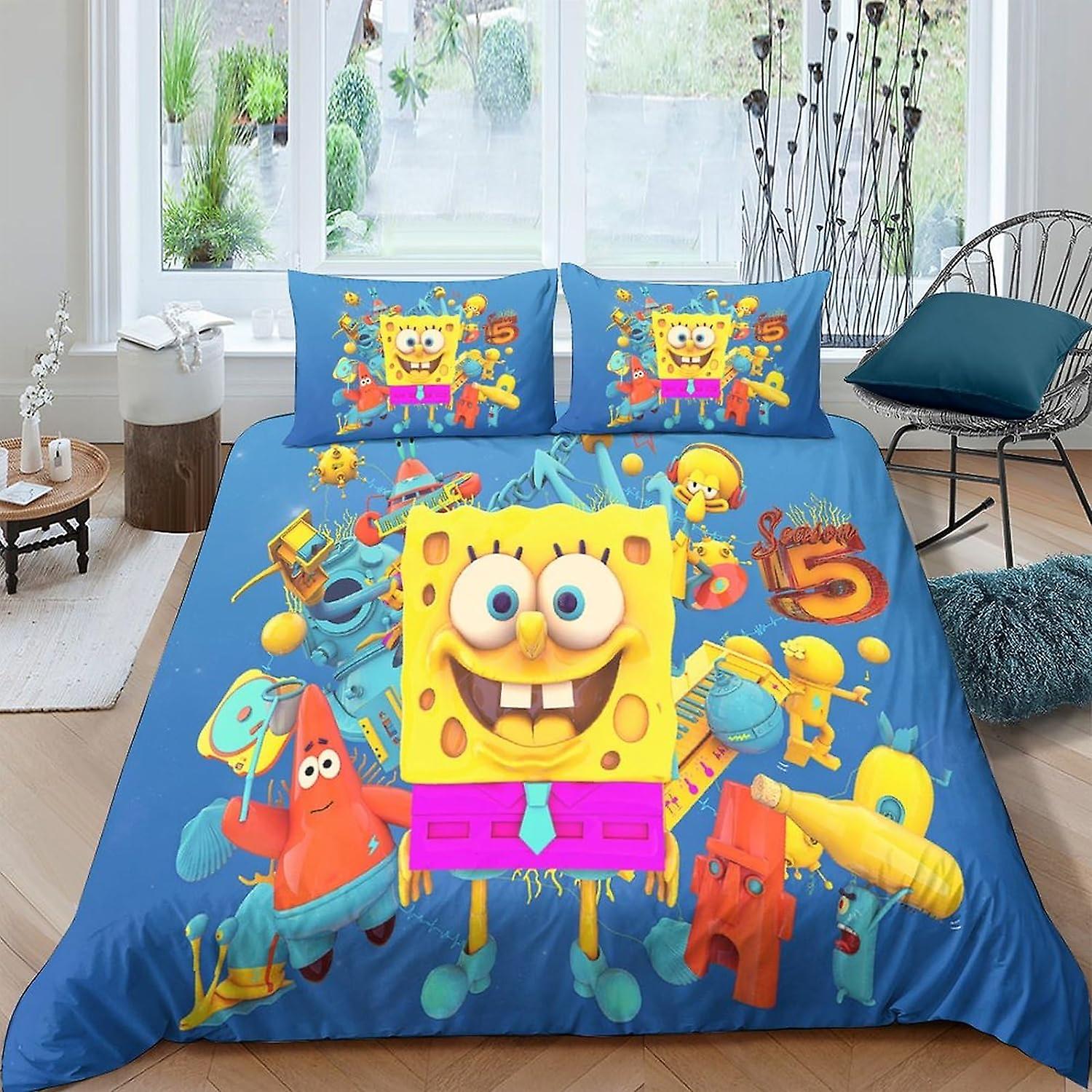 HOUKIG Spongebob for Boys Girls Quilt Cover 3D Printed Anime Characters ...