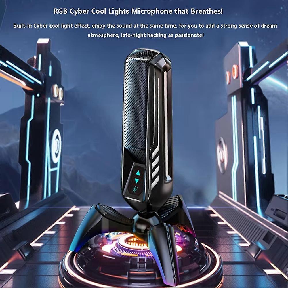 NEW HK4 RGB Gaming Microphone Professional Live Streaming Condenser Desktop USB Noise Cancelling ...