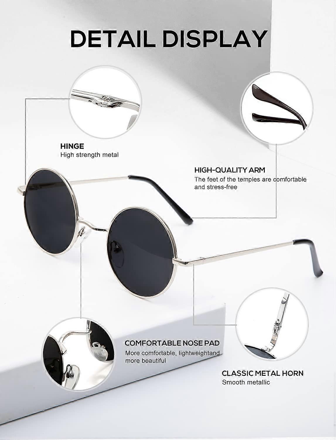 John Lennon Glasses Mens Round Sunglasses Men Polarized Circle Sunglasses Womens Mens Sun ...