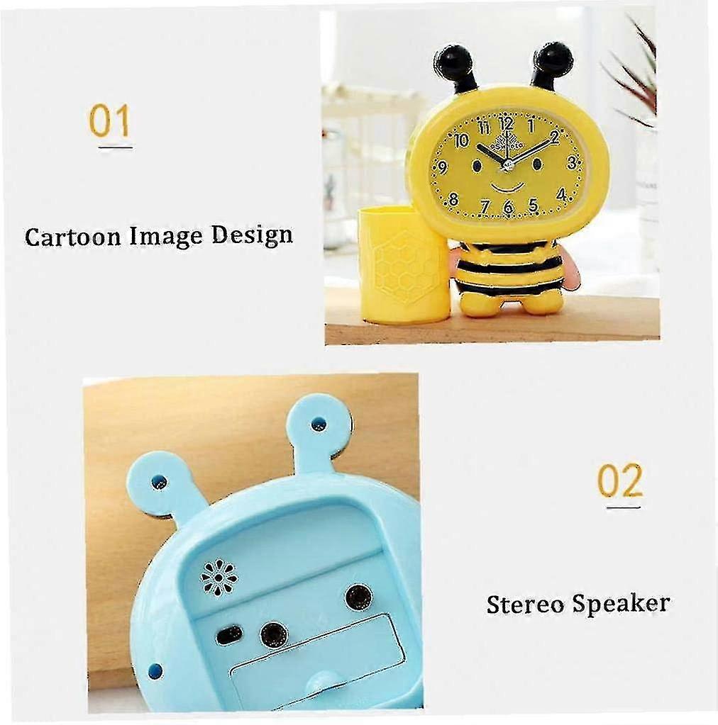 Cartoon Bees Alarm Clocks Multi Functional Pen Holder Timepiece For ...