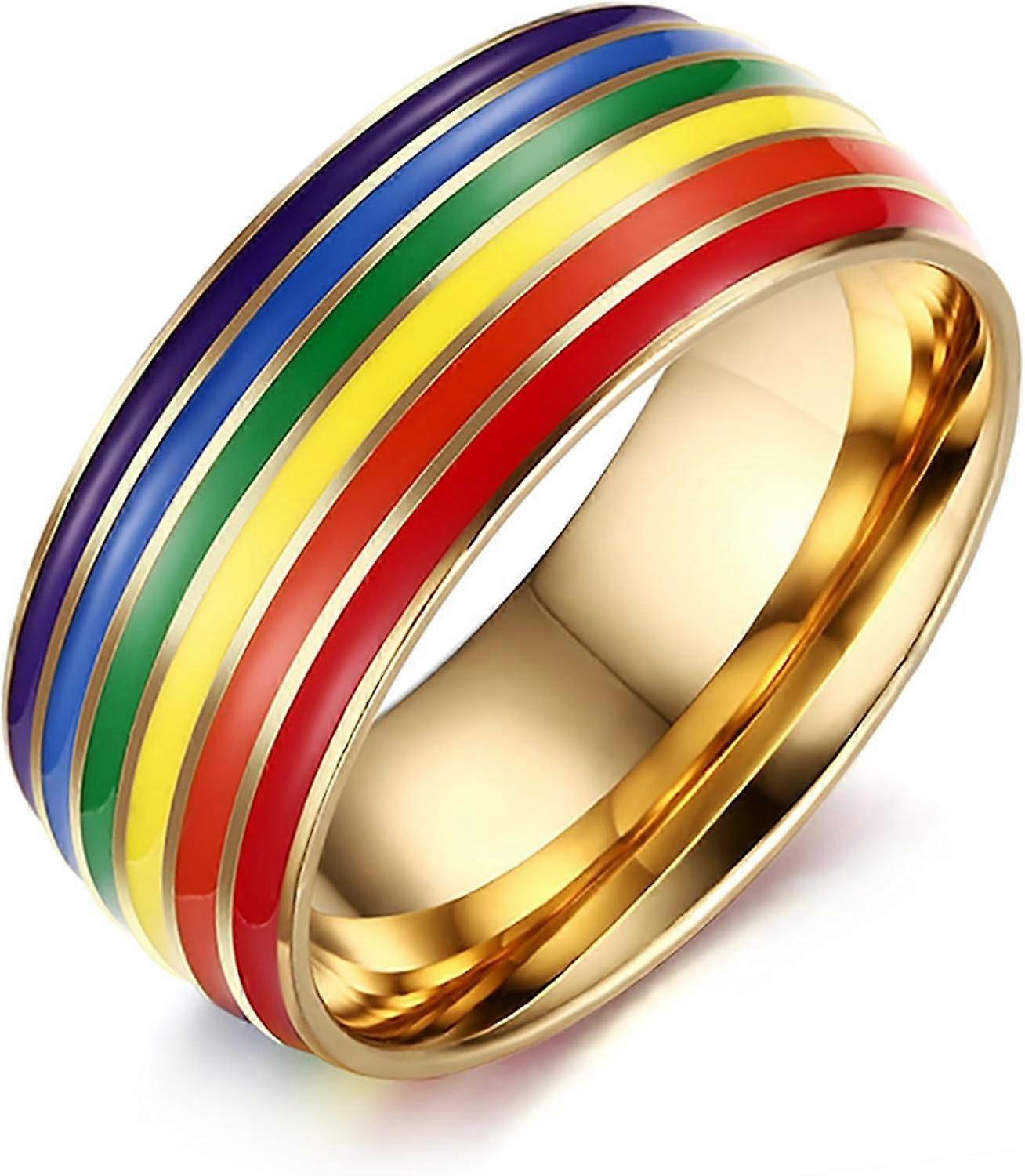 Pride Ring Titanium Steel Eternity LGBT Rainbow Rings for Gay Lesbian ...