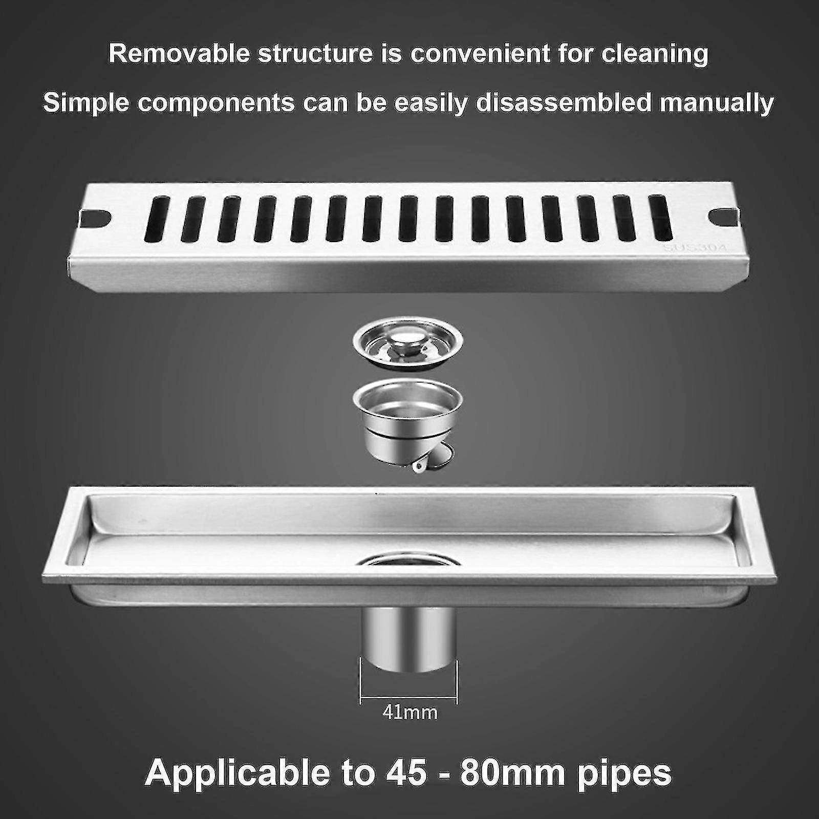 20/30/40/50/60cm 304 Stainless Steel Rectangular Floor Drain Floor ...
