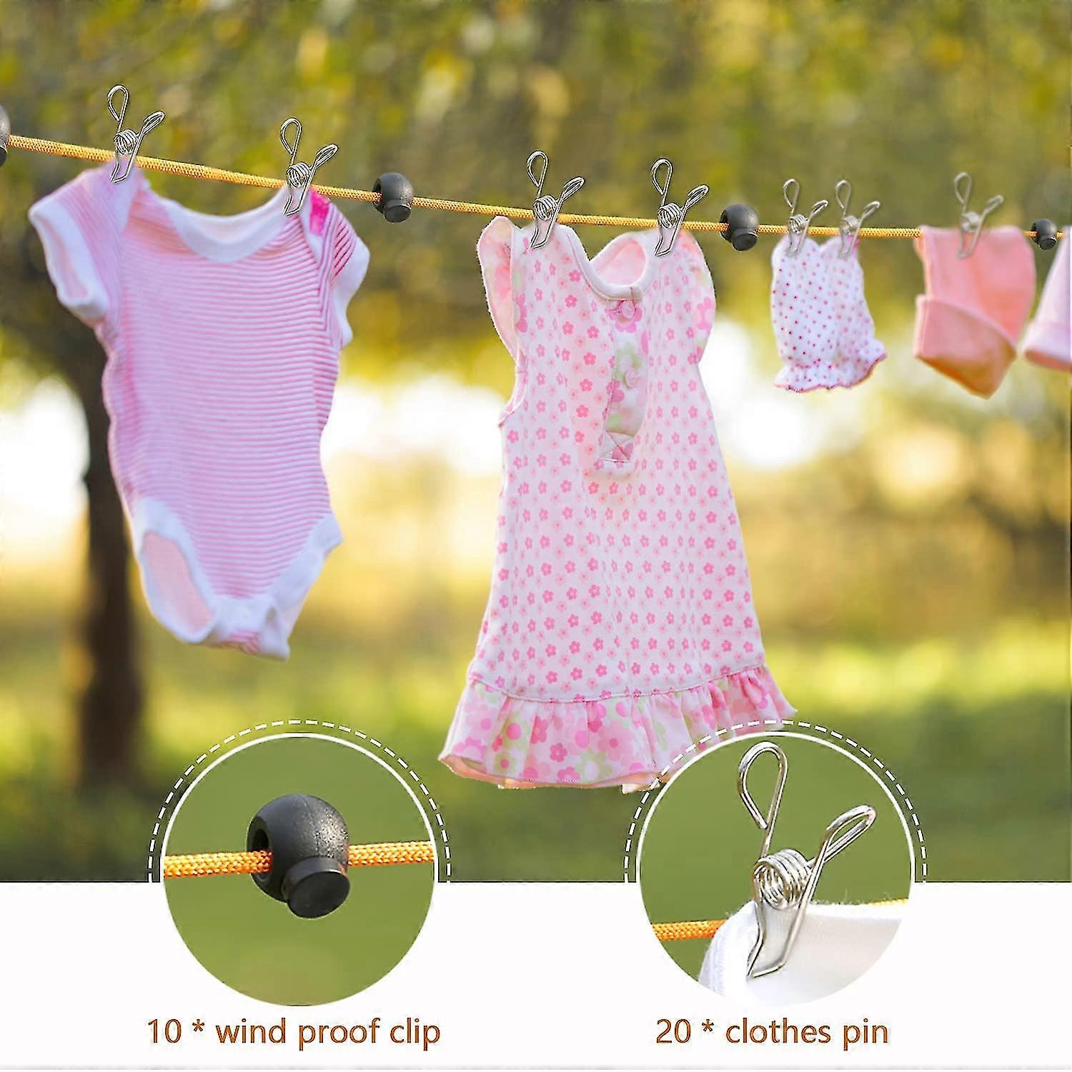 Retractable Clothesline, 8m Portable Camping Clothesline, Outdoor ...