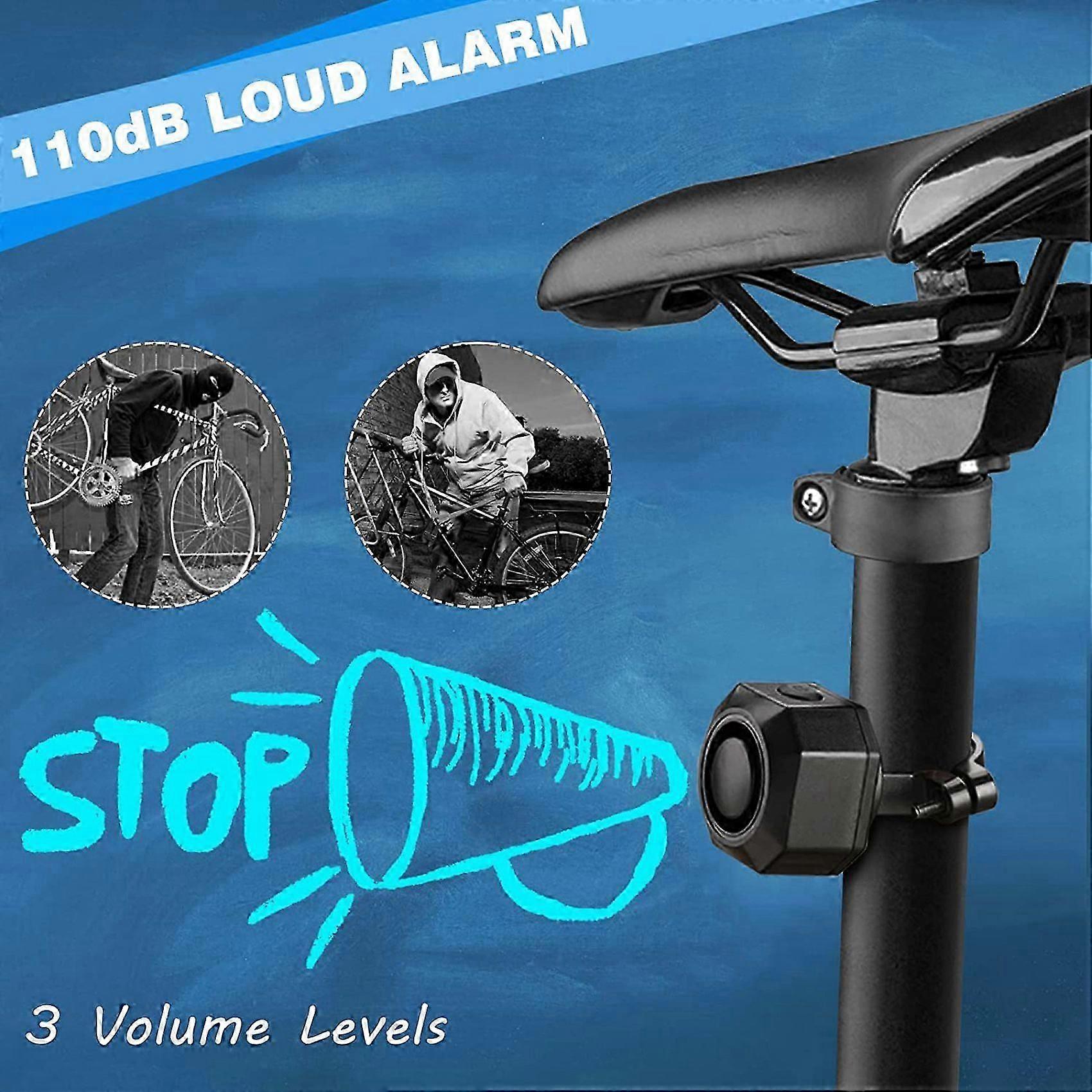 USB Rechargeable Bike Alarm with Remote, 110DB Loud Wireless Anti Theft ...