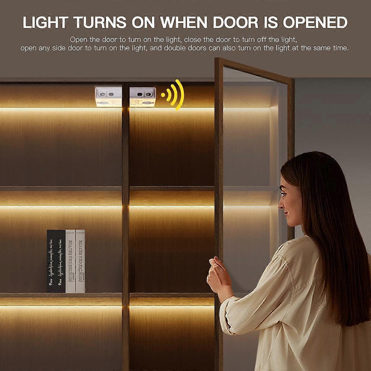 Double Door Sensor Control COB LED Strip Lights Smart Showcase Wardrobe ...