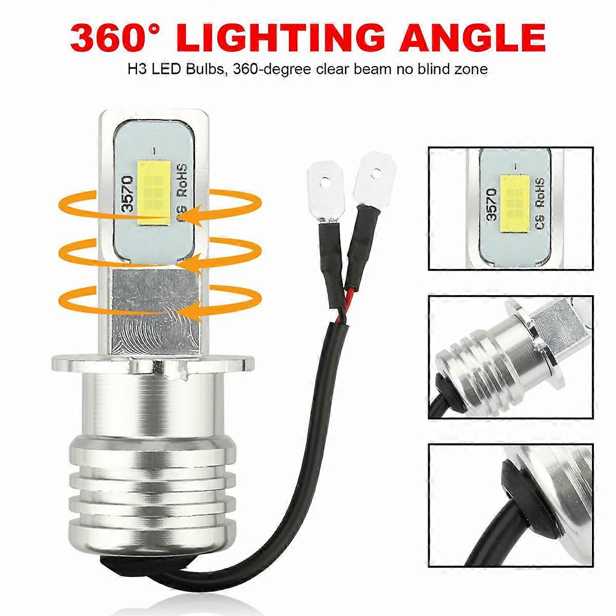 2X H3 Super Bright LED Headlight Fog Light Driving Lamp Bulb Kit 6000K ...