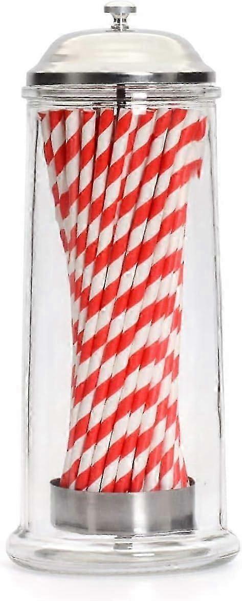 Straw Dispenser - Retro Glass Dispenser Holder Re-usable, 11.5cm x 11 ...