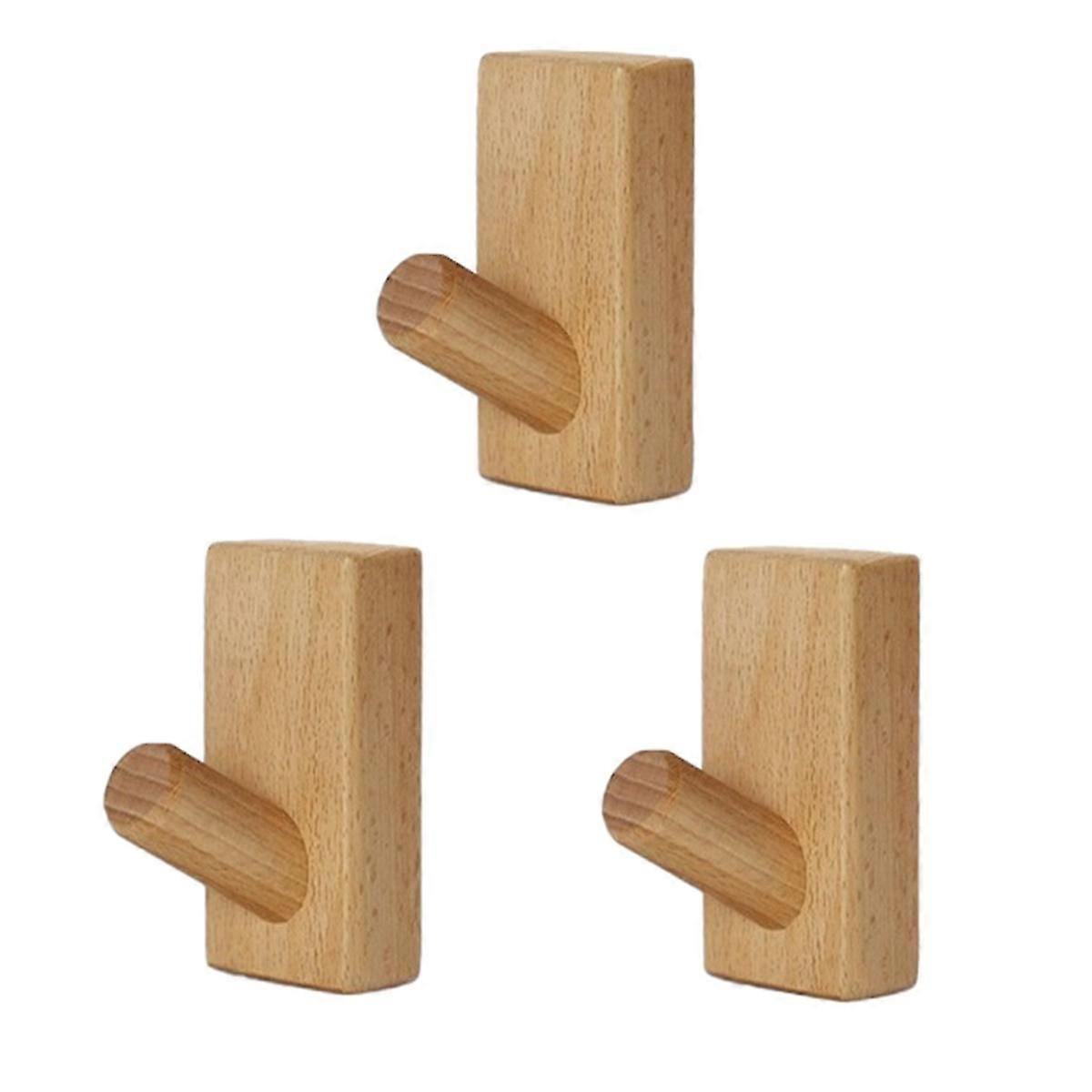 Simple Solid Wood Hooks Clothes Hangers Bathroom Wall Hooks Bedroom ...