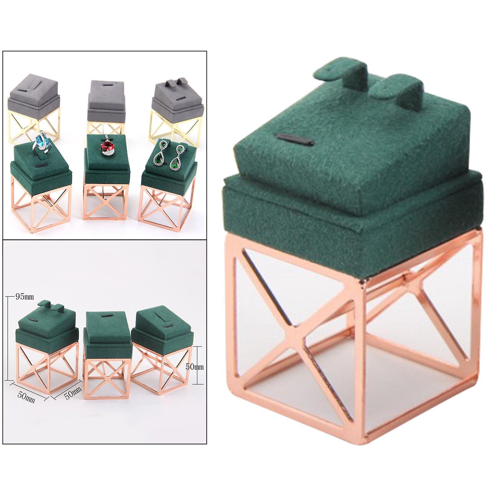 Jewelry Display Stand Tray Showcase Organizer Store for earrings green ...
