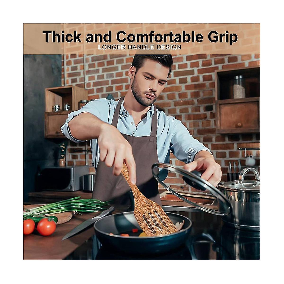 Wooden Cooking Utensils, Kitchen Utensils Set With Holder Teak Wood ...