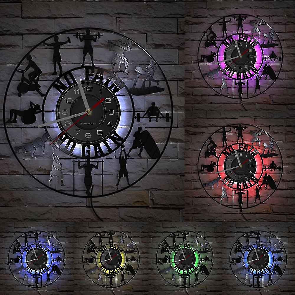 Bodybuilding Kettlebell Gym Sign Wall Clock Weightlifting Workout Vinyl ...