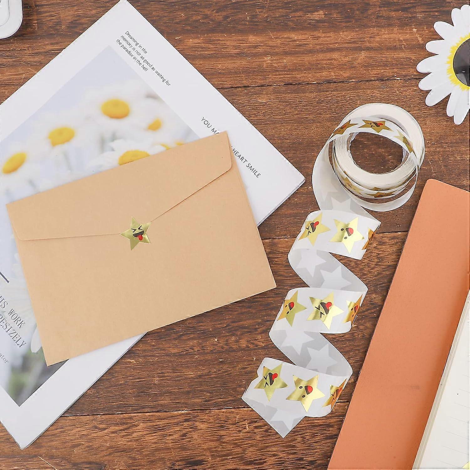 500pcs Happy Star Stickers, Roll of Happy Face Stickers Glitter Star ...