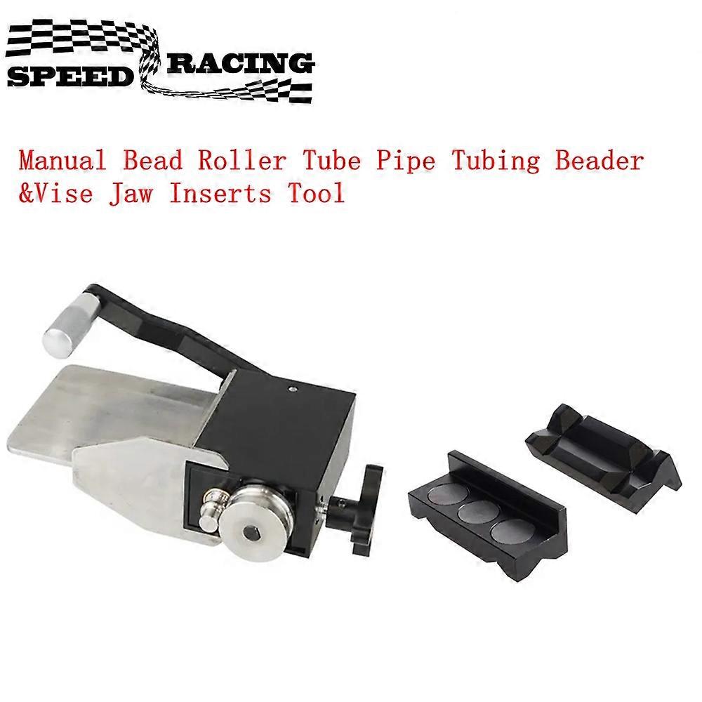 1 Set Manual Bead Roller Tube Pipe Tubing Beader &Vise Jaw Inserts Tool ...