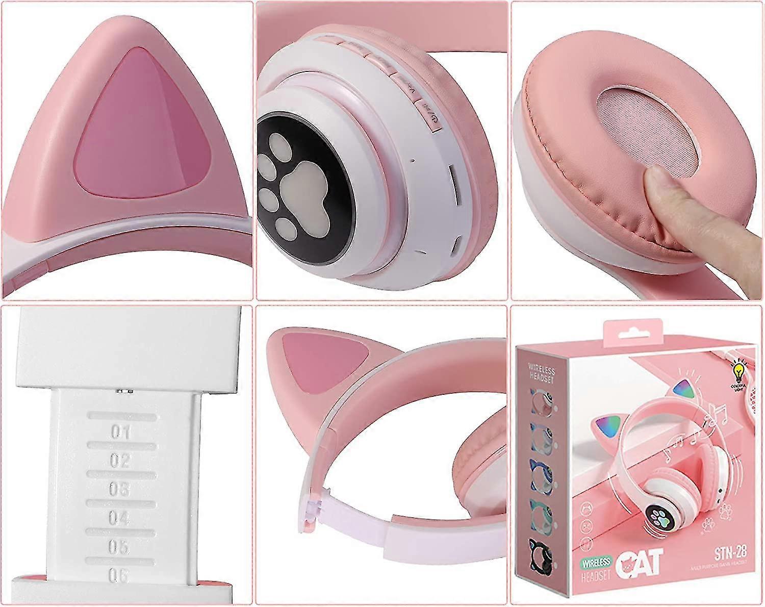 Wireless Headset Cat Ears Led Luminous Bluetooth Foldable Headset With ...