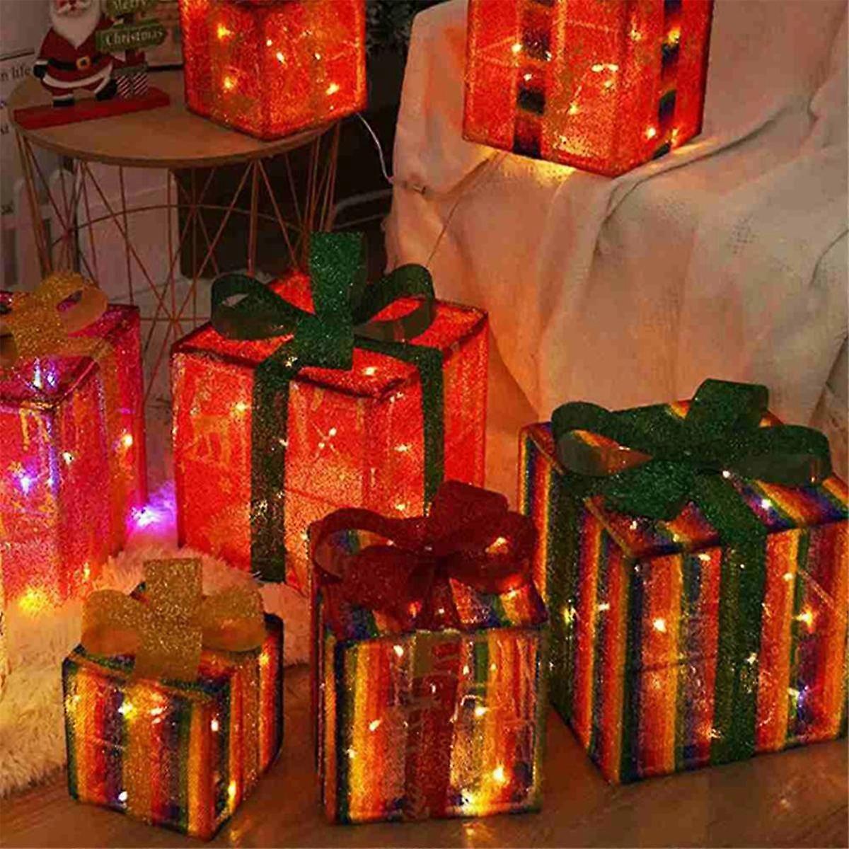 Gift Box Under the Christmas Tree Luminous Decorative Gift Box Rainbow ...