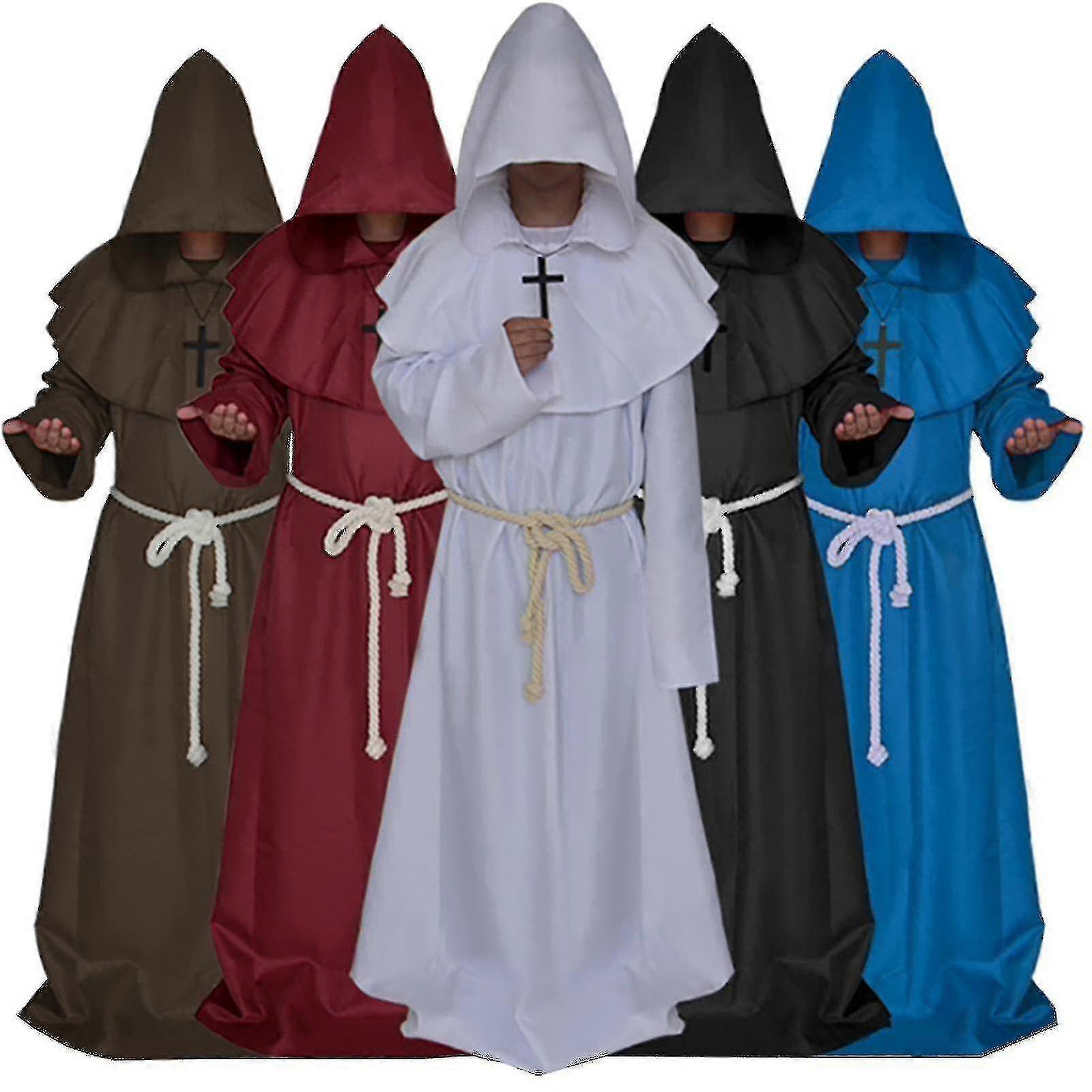 Adult Monk Hooded Robe Cloak Cape Friar Medieval Priest Costume | Fruugo UK