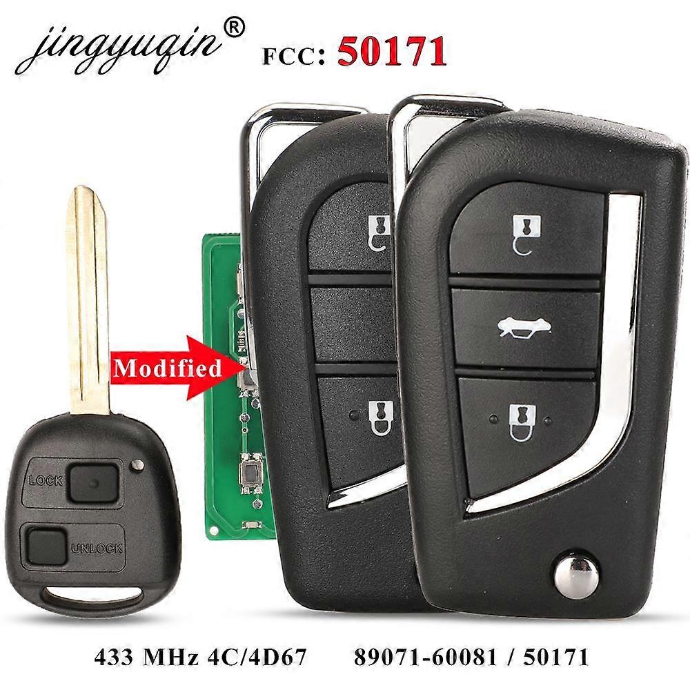 50171 Modified Flip Remote Key Fob 433MHz 4D67 /4C for Toyota Prado 120 ...