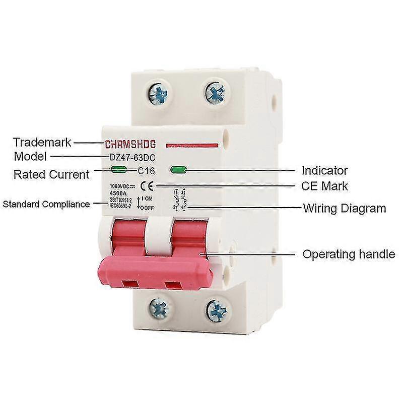 Dc Circuit Breaker 1000v 2 Pole Double Mcb Solar Pv 63 Amp | Fruugo UK