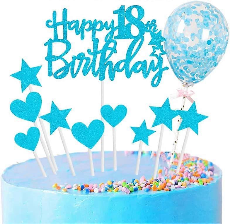 Personalized Happy 18th Birthday Cake Topper Light Blue Boys, Girls ...