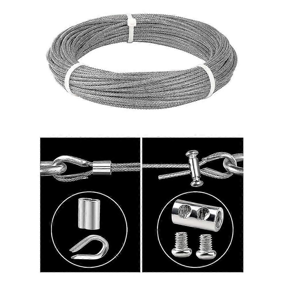 Sgym Cable Kit 20m/3mm Stainless Steel Wire Rope Pvc Coated For Climbing Plants Garden Wire ...