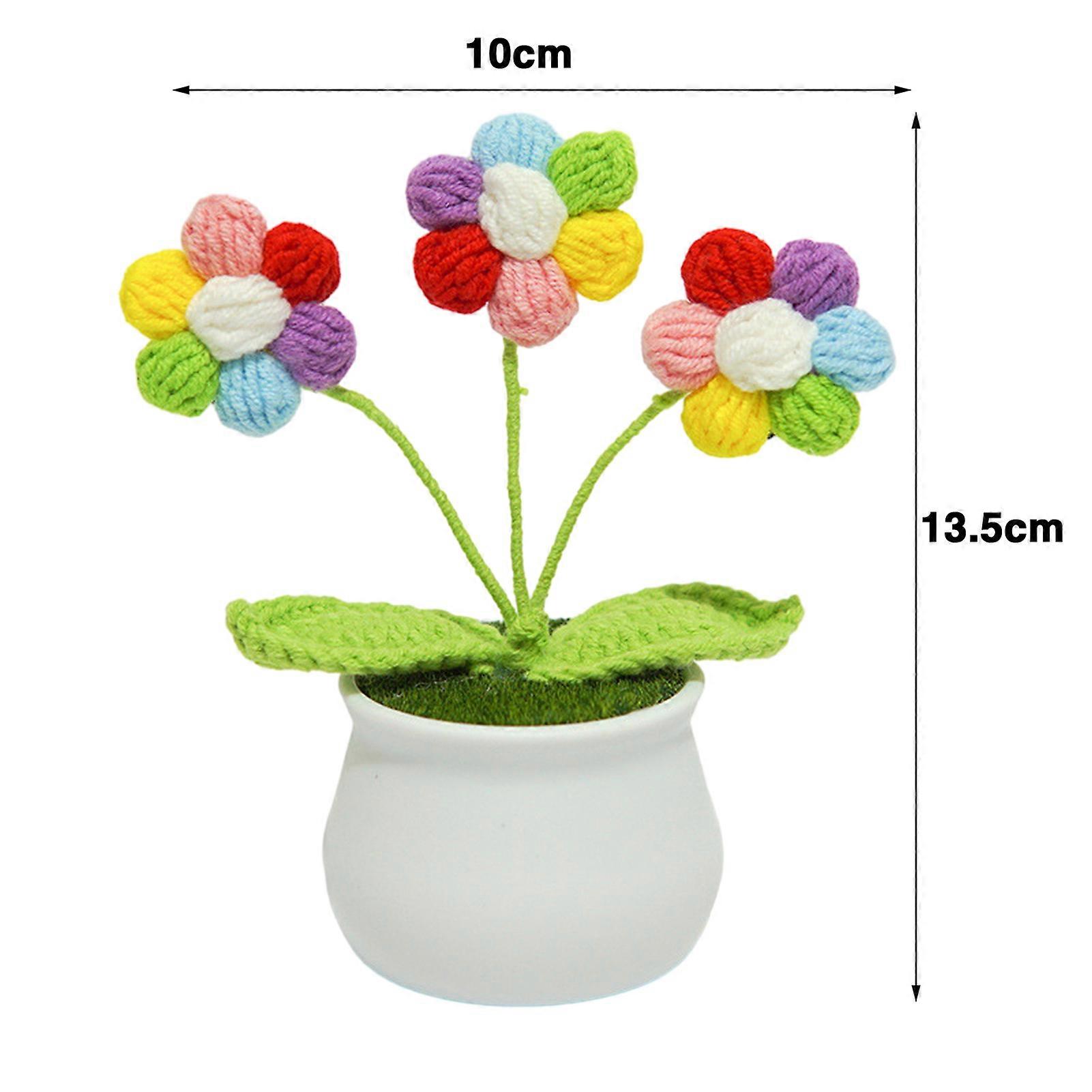 Handmade Crocheted Small Flower Potted Plant Stylish Long-lasting ...