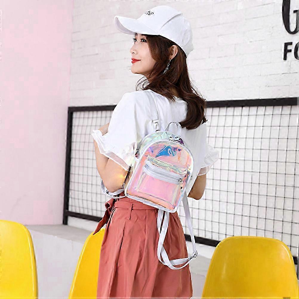 Holographic Transparent Backpack Women PVC Hologram Mini Clear Backpack ...