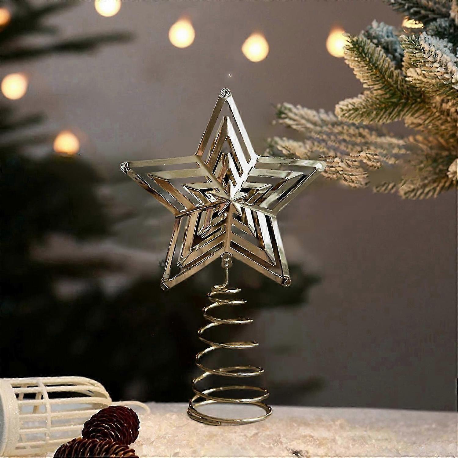 christmas tree Gold Iron Tree Top Star Christmas Tree Golden Five ...