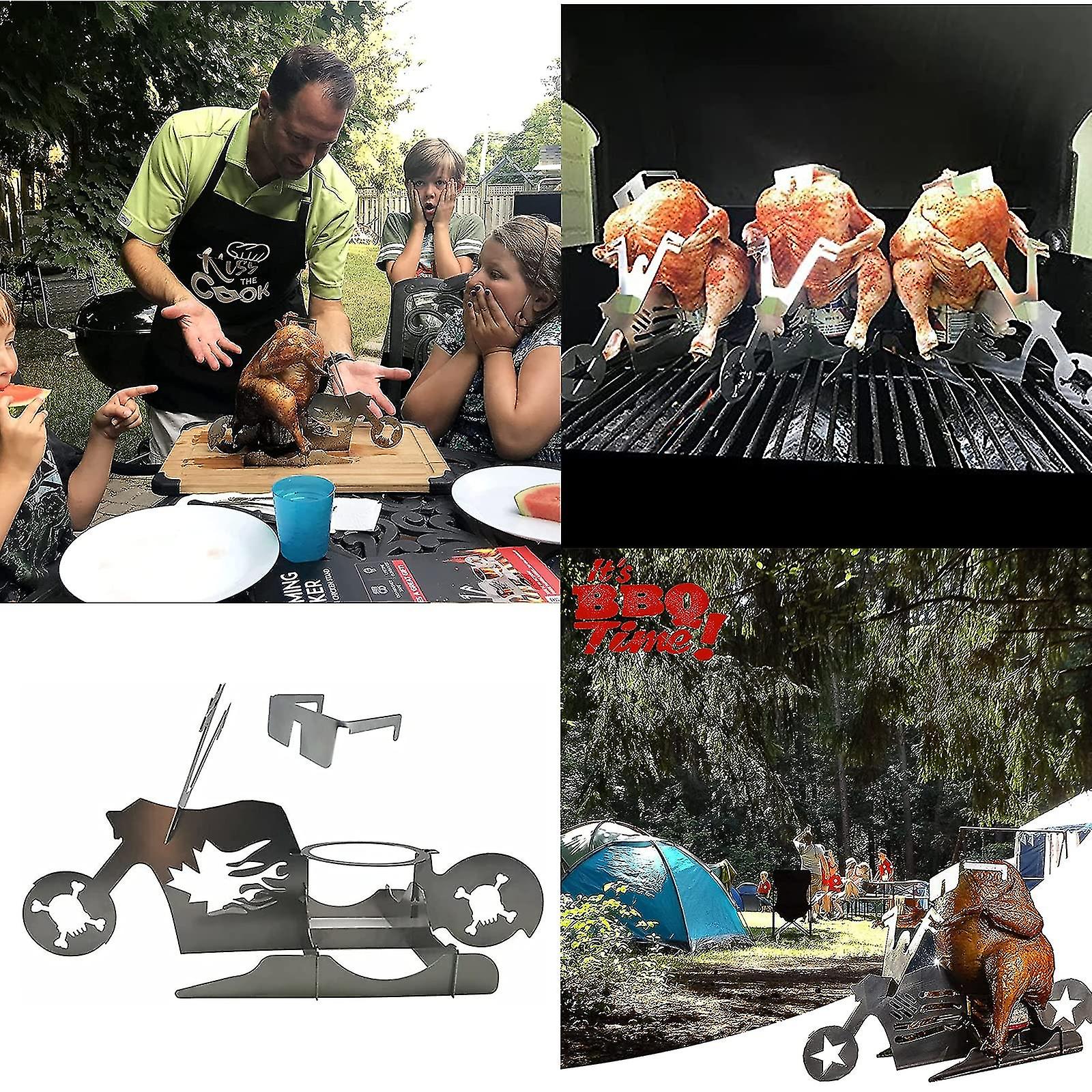 Chicken Roaster Rack, Beer Can Chicken Holder For Grill Motorcycle Beer ...
