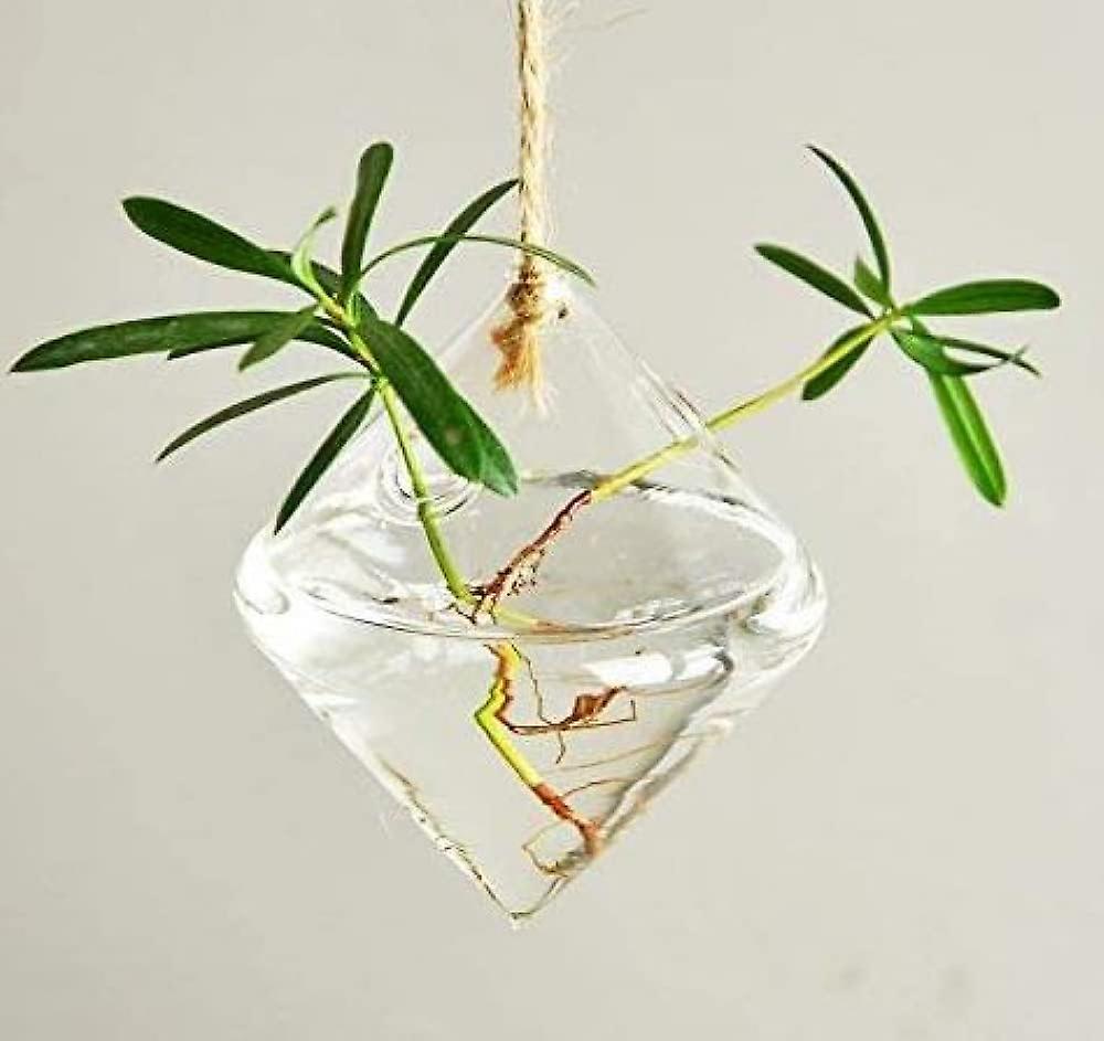 3-Piece Hanging Planters Set, Irregular Geometric Glass Vases, Flower ...
