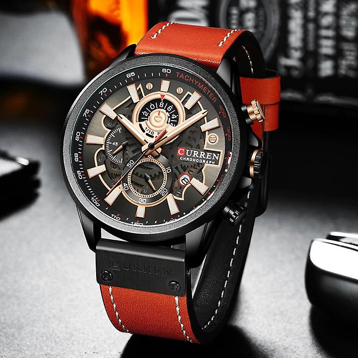 Curren Anologue Watch - Leather Strap Luxury Quartz Movement for Men ...