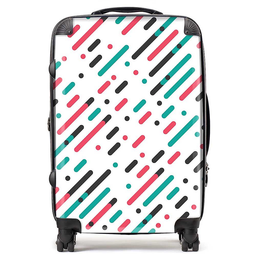 Overlapping Coloured Diagonal Lines Suitcase | Fruugo UK