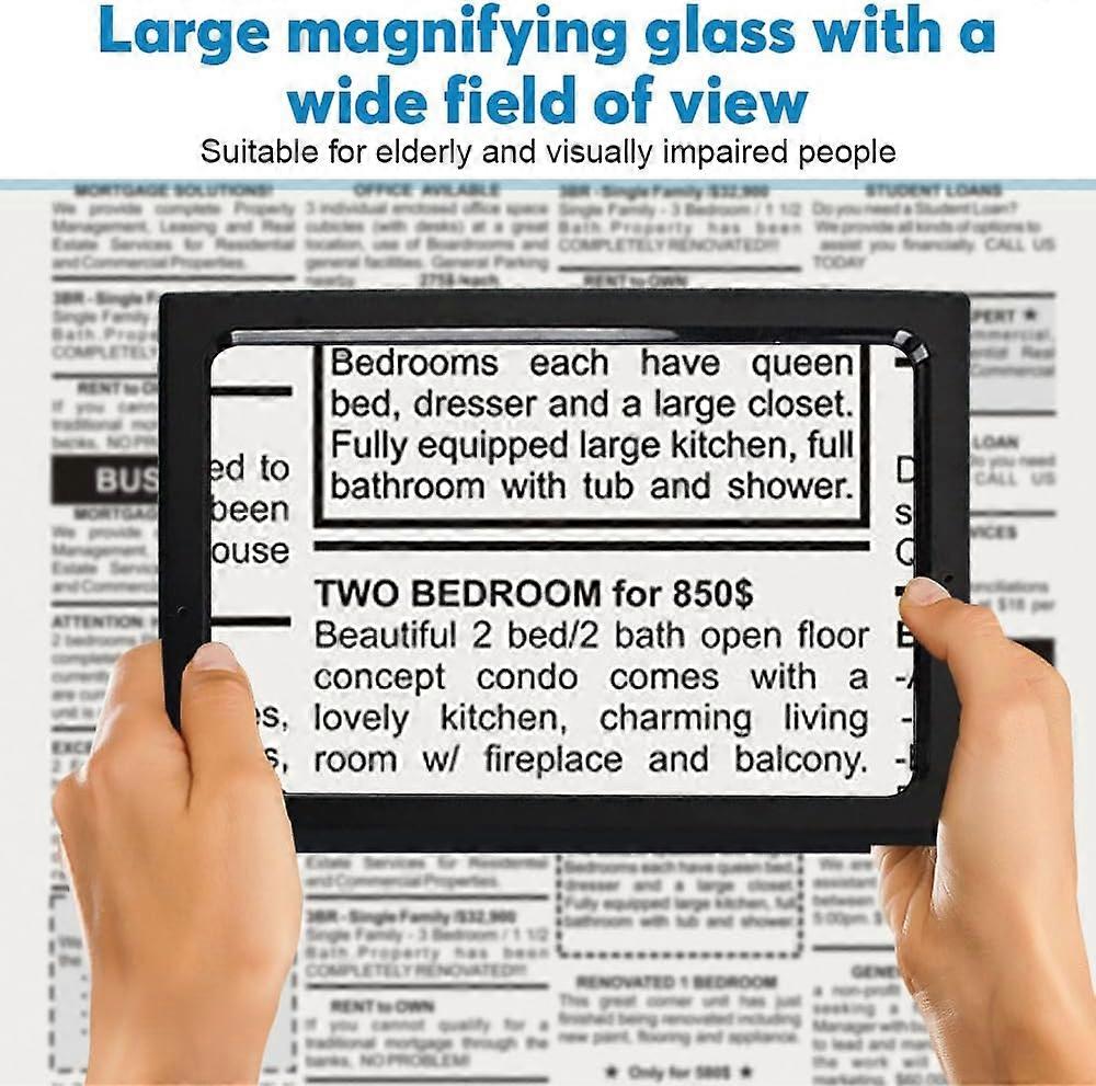 Reading Magnifier, 3X Magnification A4 Rectangular Illuminating ...
