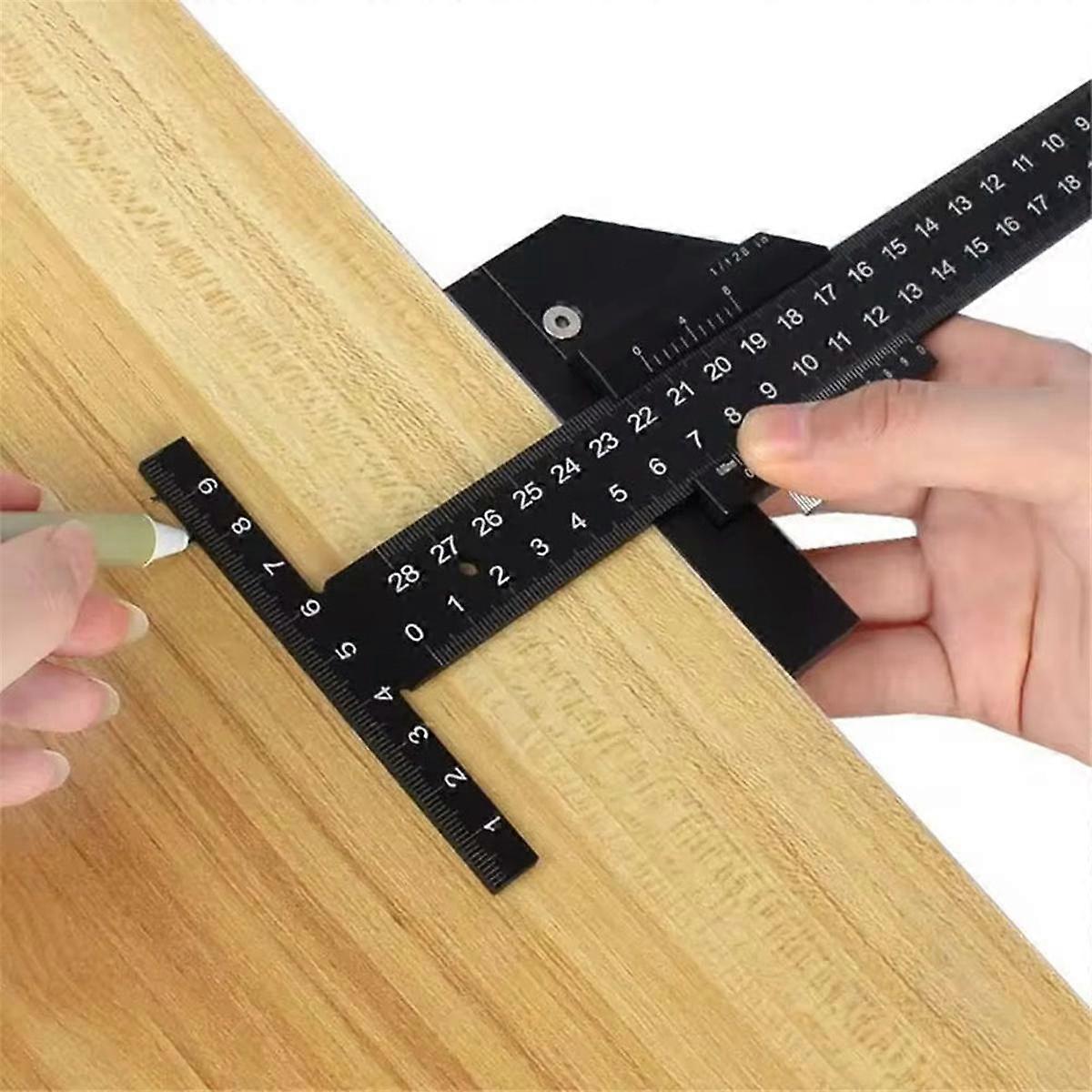 T Ruler Metal Slider Ruler Accurate Woodworker Edge Ruler Angle ...