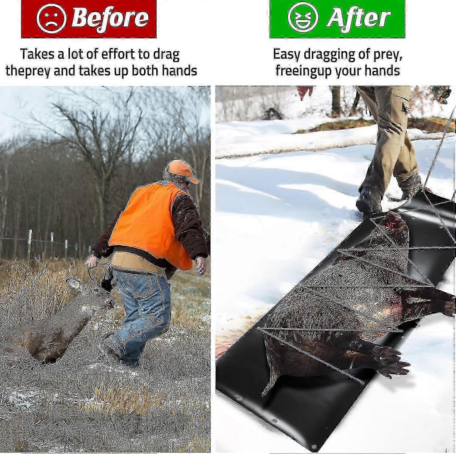 Deer Drag Sled, Portable Ice Fishing Sled With Rope, Multi-purpose Dog ...