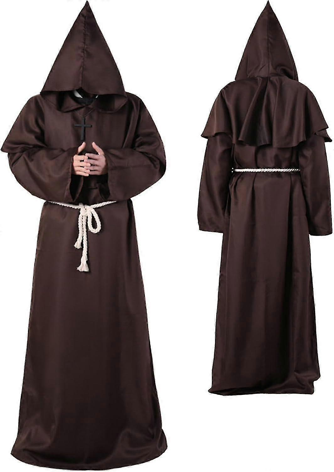 Unisex Adult Medieval Robe Costume Hooded Robe Cloak Friar Priest ...