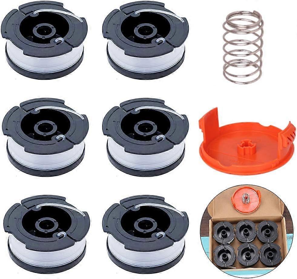 6pcs Black + Decker Bobine de Rechange de Tondeuse Gazon en Nylon pour Coupe-Bordure Bobine de ...