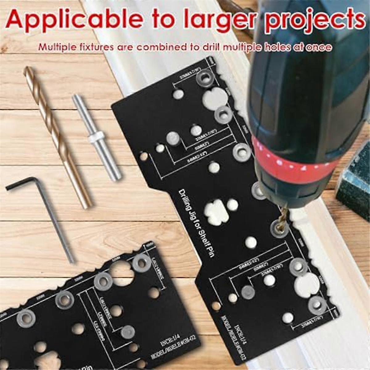 Shelf Pin Jig 1/4 Inch Aluminum Alloy Shelf Pin Guide Precise Cabinet ...