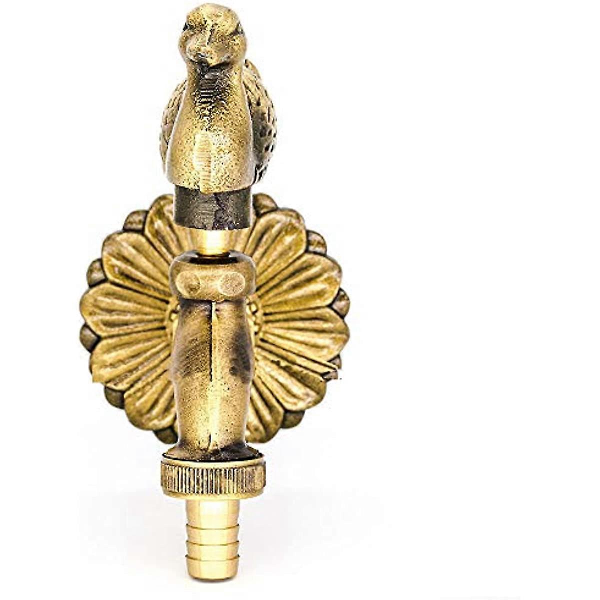 Outdoor Faucet Garden Water Tap - Solid Brass Antique Gold Finish Wall ...