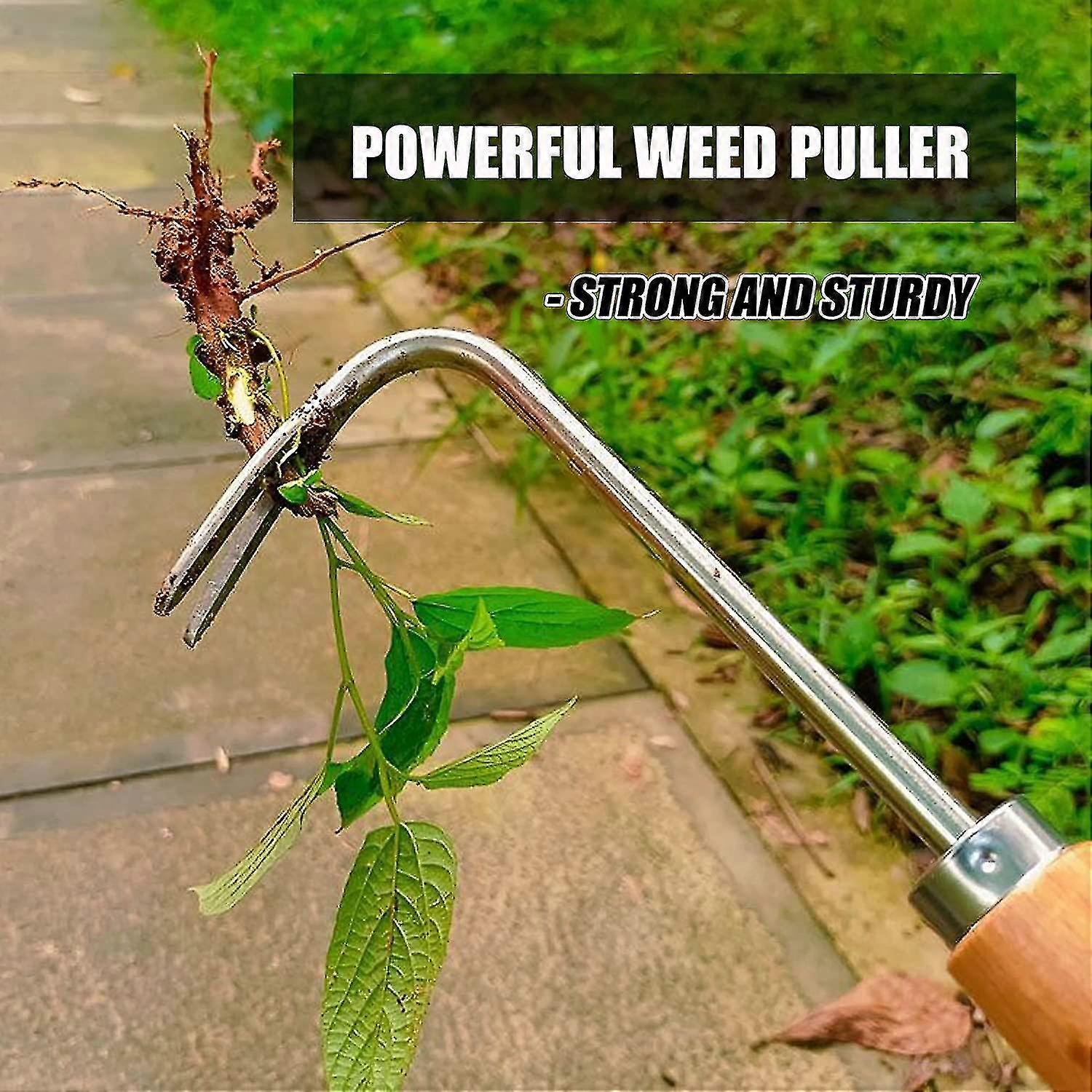 Weed Puller With V-shape Weeding Tools For Garden Weed Removal Tool With Solid Wood Handle ...