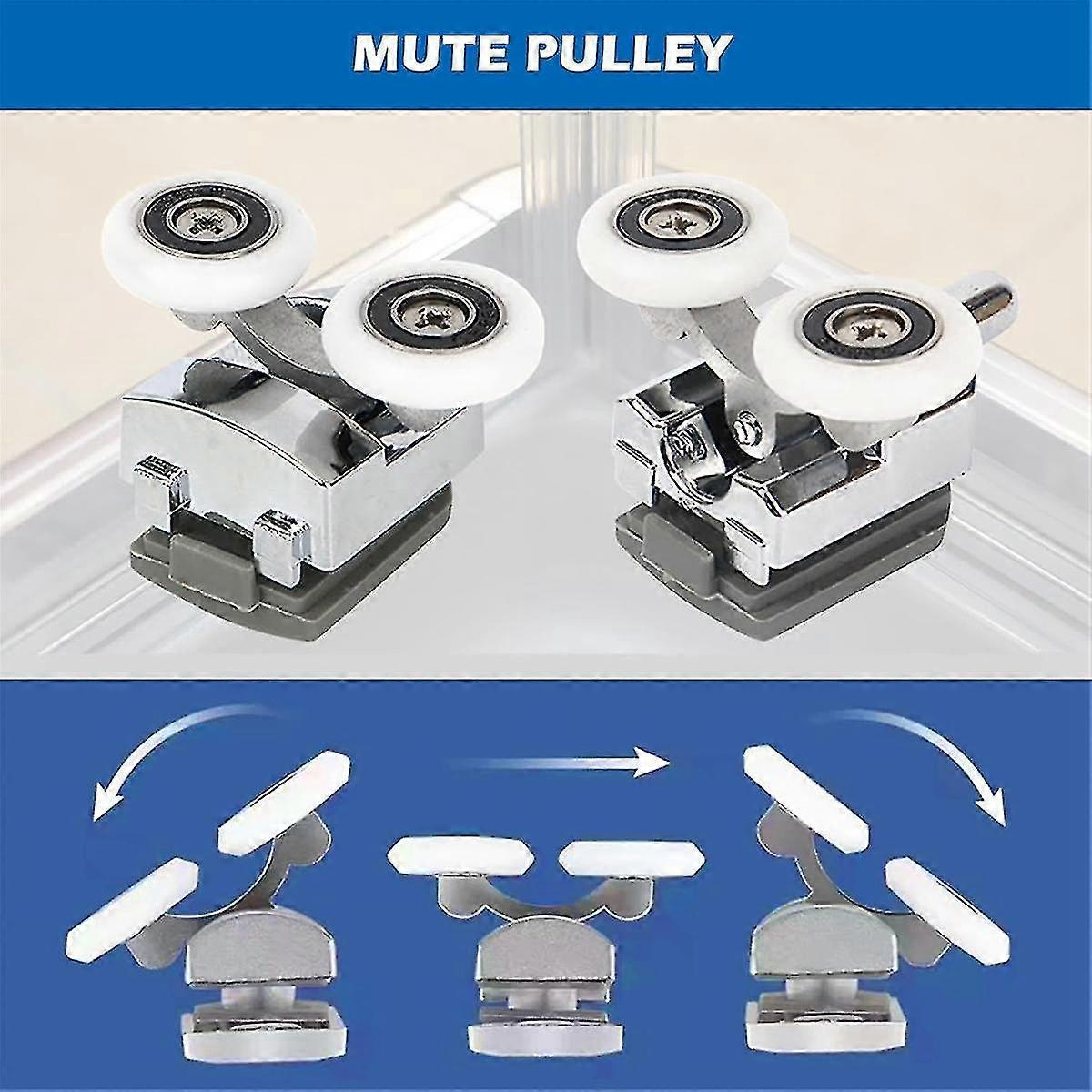 Curved Shower Door Rollers, 8pcs Shower Glass Door Rollers, Replacement Shower Door Wheels, For ...