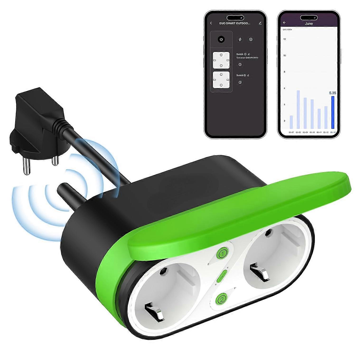 Tuya Double Socket Outdoor, Outdoor Socket, Waterproof, WLAN Socket ...