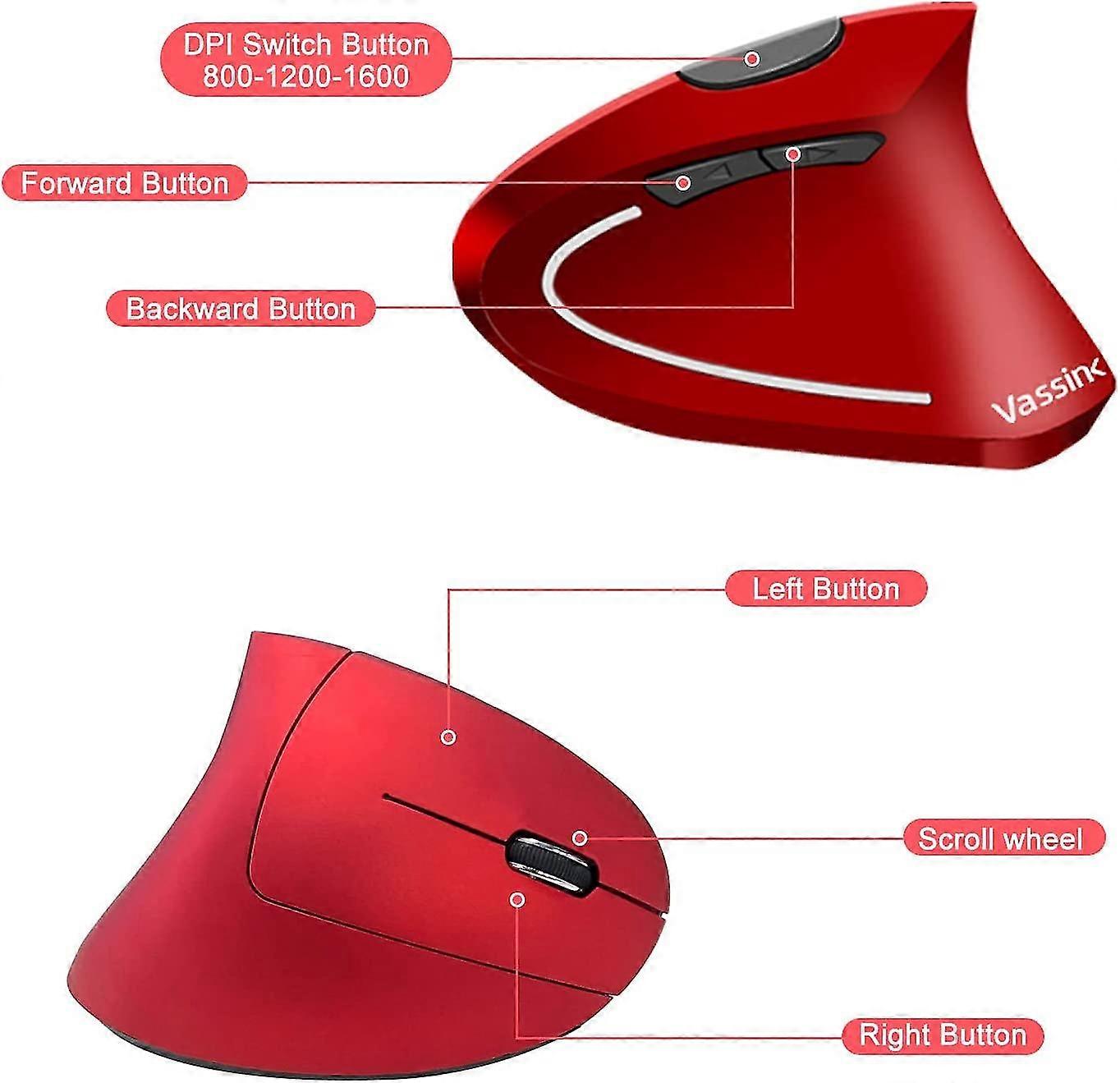 Ergonomic Rechargeable Wireless Mouse, 2.4hz Rechargeable Wireless ...