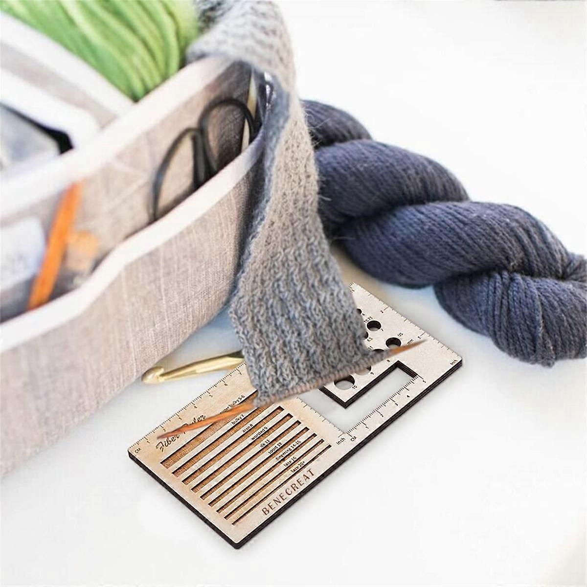 3 Style Wood Knitting Needle Gauge and Ruler, Spinning Control Card ...