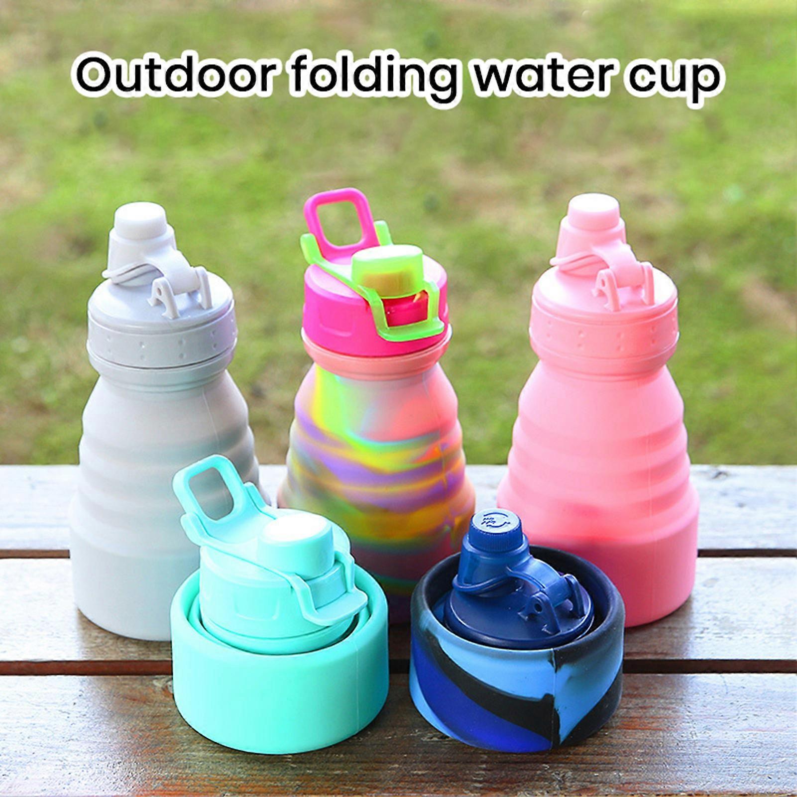 500ml Plastic Folding Cup with Lid Large Capacity Leak-proof Portable ...