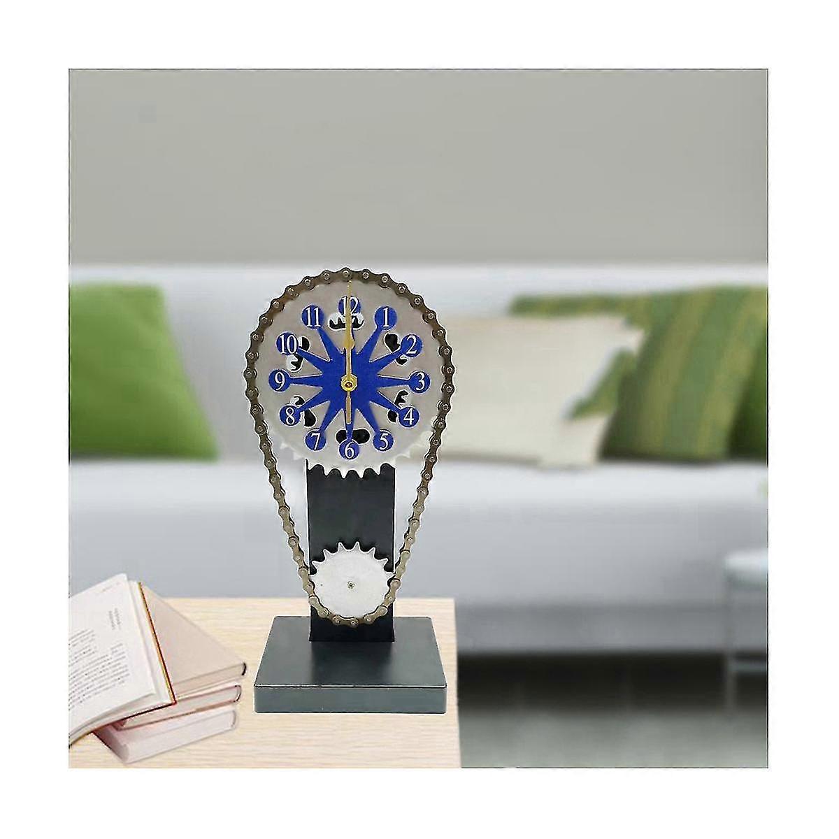 Retro Clock Craft Decorations Rotating Chain Gear Clock Decorative Desk ...