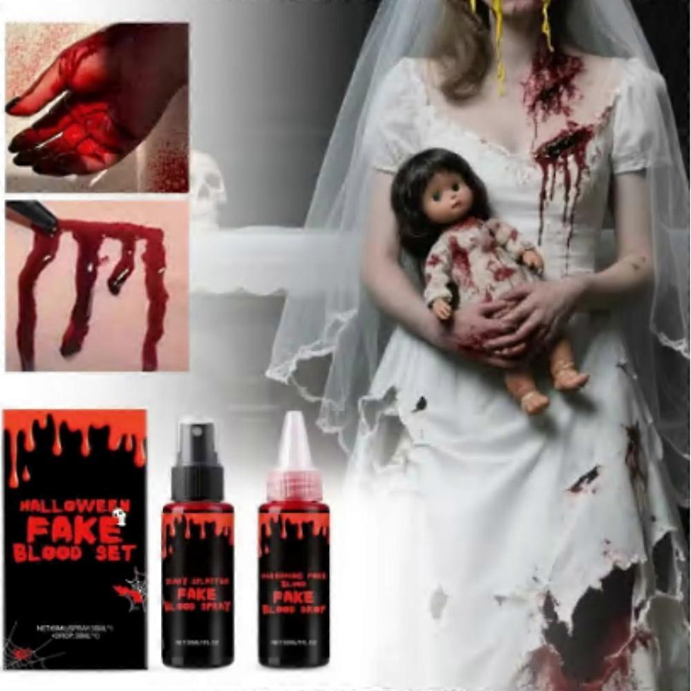 Halloween Fake Blood Make up Set Family Cosplay Party Art Theatertattoo ...