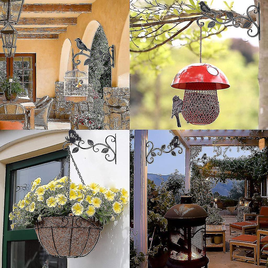 Wall Hanging Plant Bracket Wrought Iron Flower Basket For Feeders Wind ...