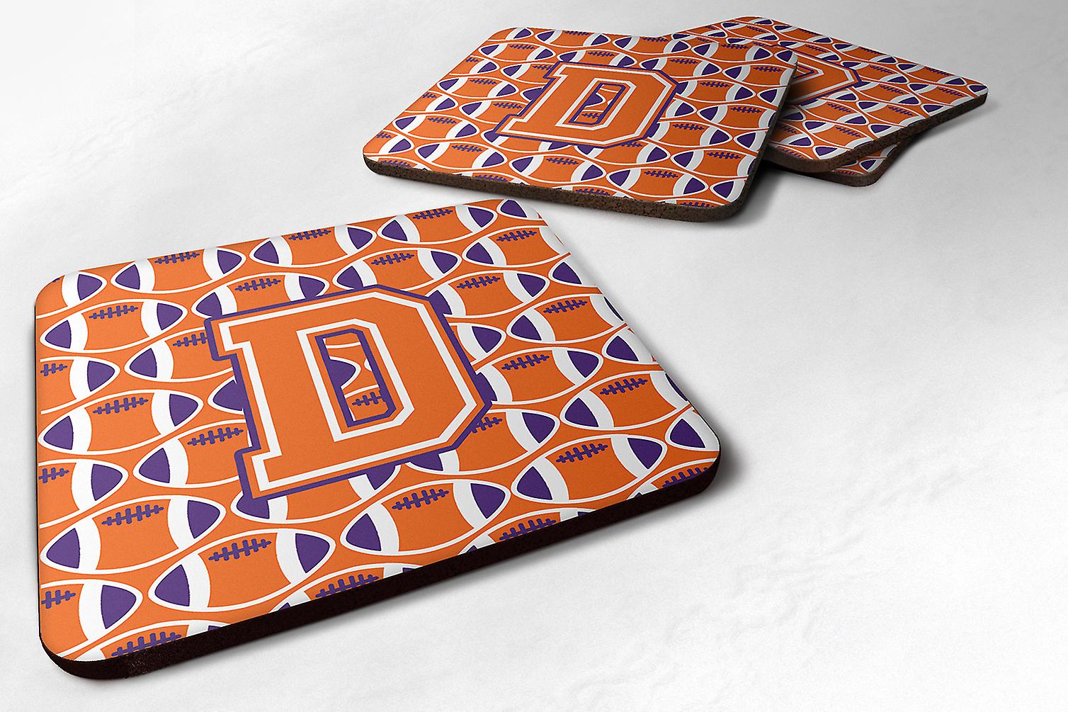 Letter D Football Orange, White and Regalia Foam Coaster Set of 4 ...