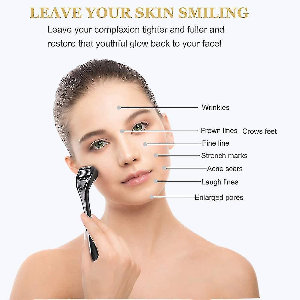 Derma Roller 1.0mm, 540 Titanium Microneedle Roller For Face Facial ...